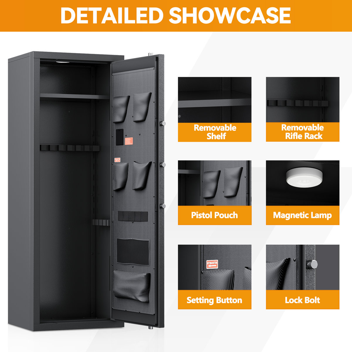 Kaer 10-14 Gun Safe,Rifle Gun Safe for Shotguns,Gun Safe for Home Rifle and Pistols,Long Gun ...